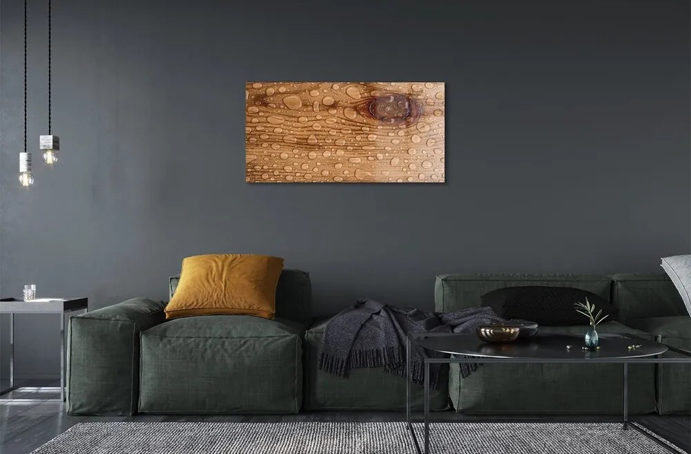 Obraz na skle Kapky vody dřeva 100x50 cm