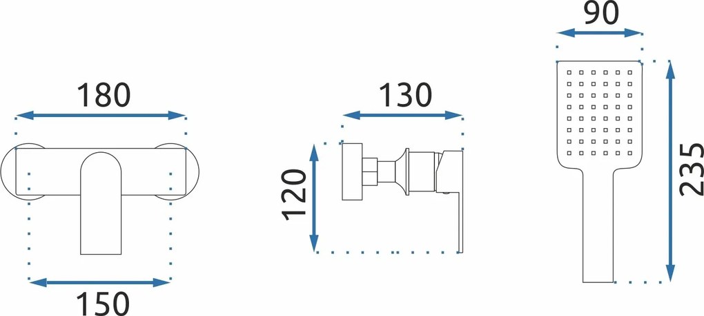 Rea Urban, sprchová baterie s bodovou ruční sprchovou sadou, černá, REA-B9909