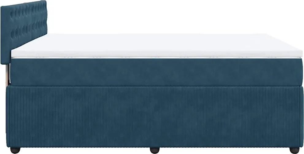 Box spring postel s matrací modrá 160 x 200 cm samet 3290098