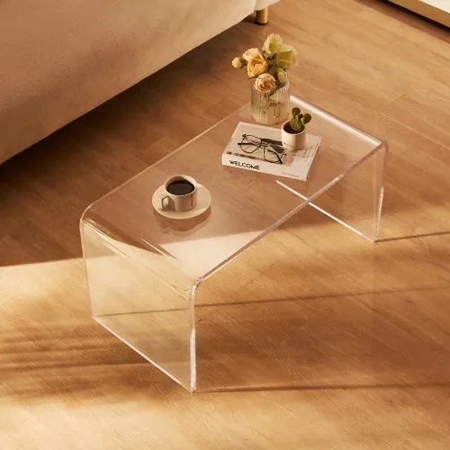Akrylový konferenční stolek, průhledný akrylátový koncový stolek ve tvaru C, 41,4 cm