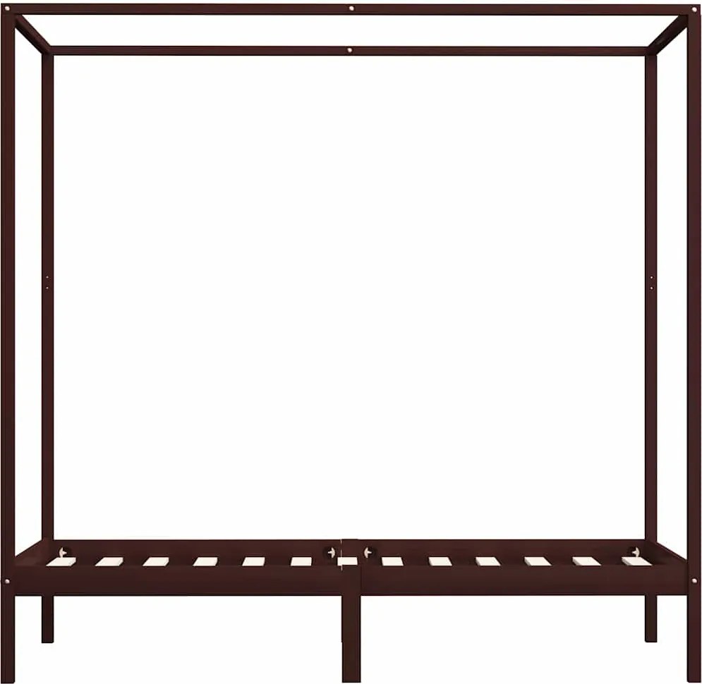 Rám postele s nebesy tmavě hnědý masivní borovice 90 x 200 cm 283268