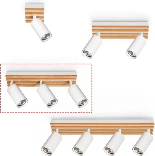 Brilagi - Bodové svítidlo SELE WOOD 3xGU10/30W/230V bílá/dřevo