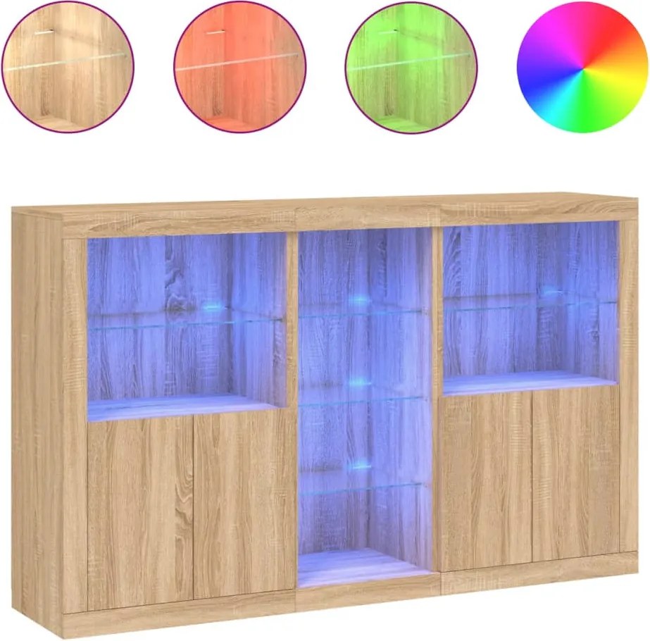 Příborník s LED osvětlením dub sonoma 162 x 37 x 100 cm 3209172