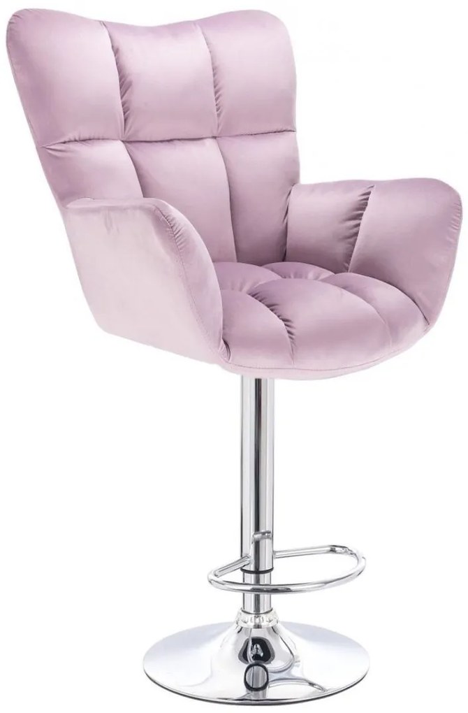 LuxuryForm DESIGN Barové křeslo AURORA VELUR na stříbrné kulaté podstavě - levandule