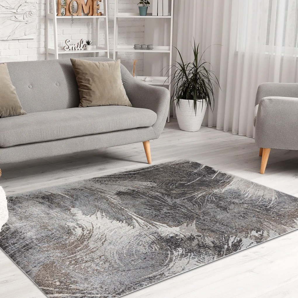 Dywany Łuszczów, Kusový koberec Fusion 9617 dark grey/brown, 140x190, šedá, kancelář
