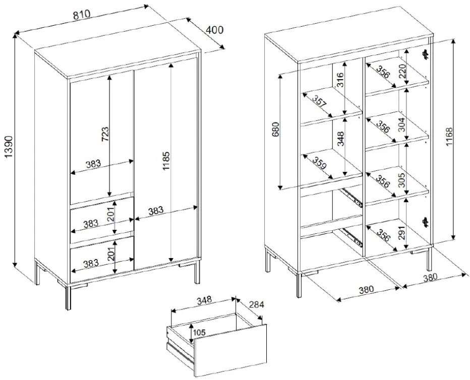 Vysoká úložná skříňka Korsika, dub artisan