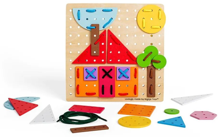 Bigjigs Toys šněrovací hra Geometrické tvary