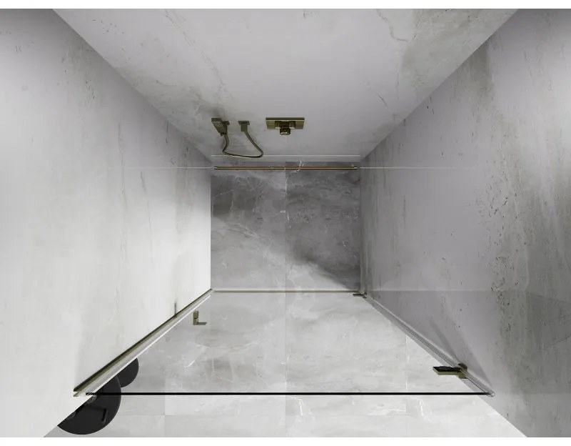 Mexen, Mexen Lunar-B výklopné pravé sprchové dveře 95 cm, transparentní, broušené zlato - 832-095-000-55-00-P