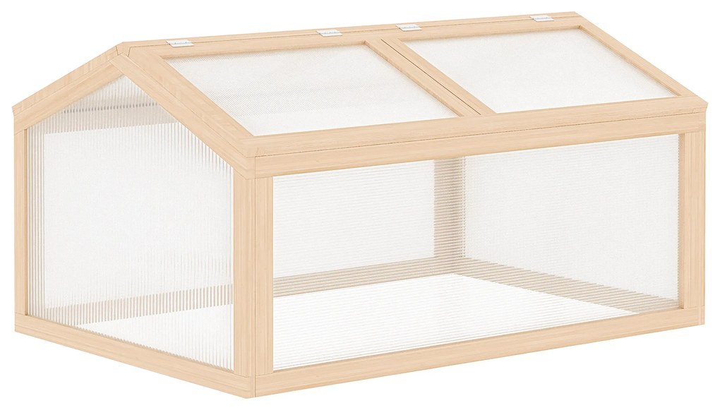 Outsunny skleník se studeným rámem 102x71x53cm s dřevěným polykarbonátovým krytem odolným proti povětrnostním vlivům pro zahradnictví a péči o rostli…