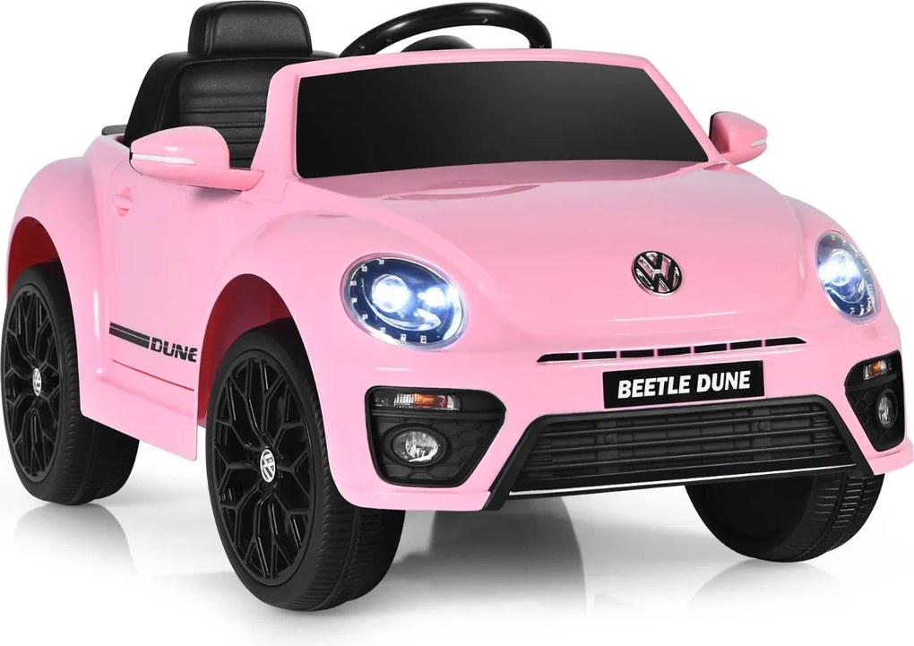 Costway VW Beetle dětské auto s hudbou a 2 režimy svícení včetně 2,4 G dálkového