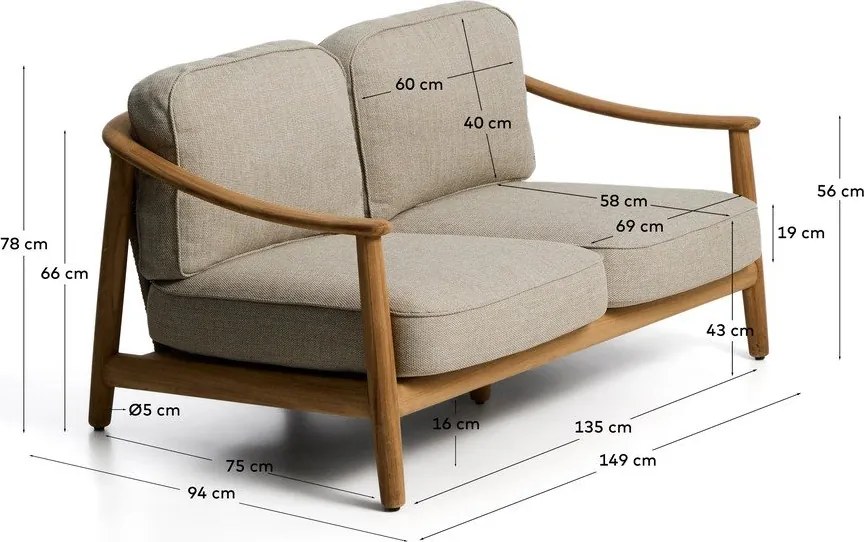 Béžová/v přírodní barvě čalouněná zahradní pohovka Elunda – Kave Home