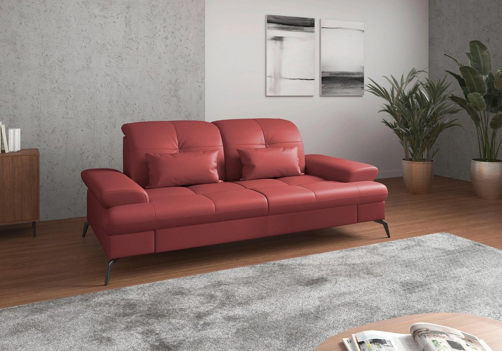 XXXLutz 2,5SEDÁK, červená, kombinace pravá kůže/látka Sit & More - Pohovky - 000144011789