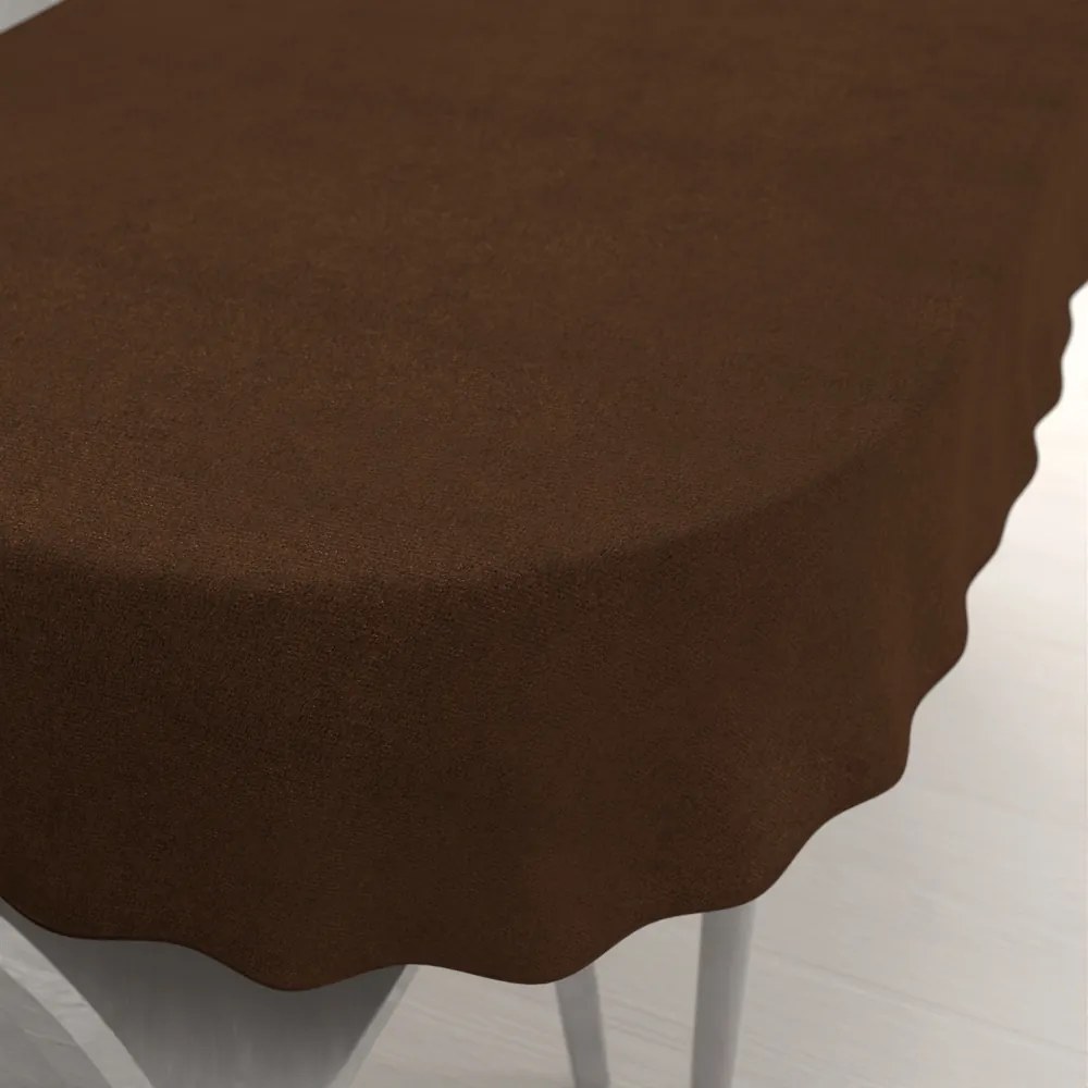 Biante Oválný ubrus/imitace broušené kůže Alcantara ALC-013 Hnědý 120x160 cm