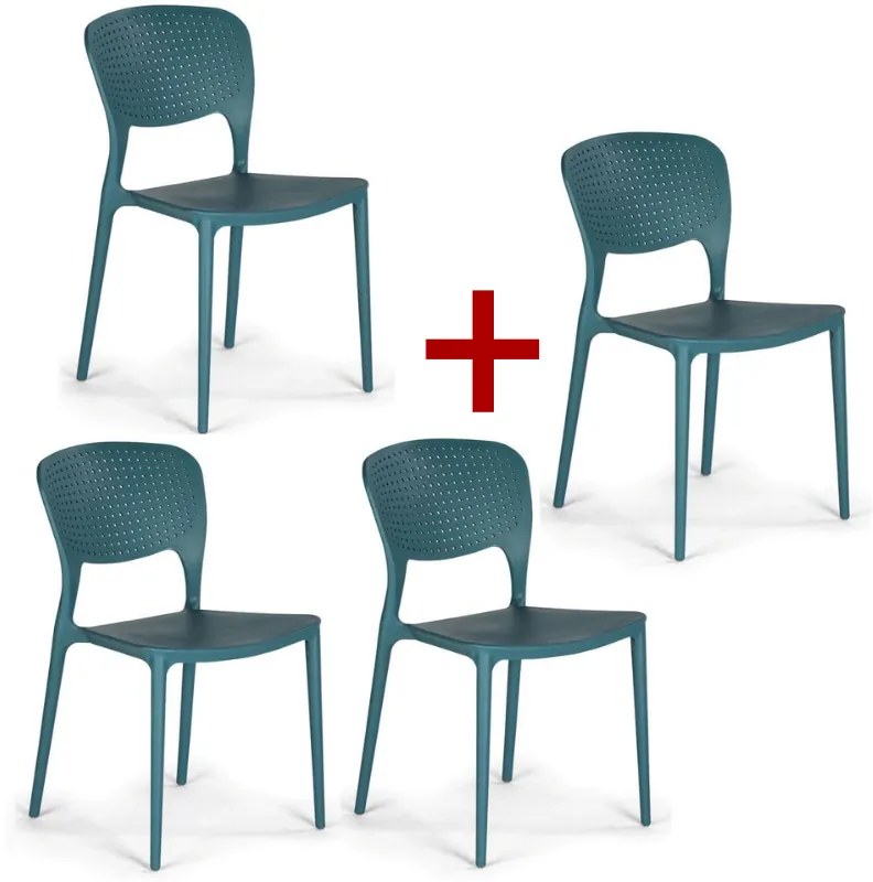 Plastová jídelní židle EASY II 3+1 ZDARMA, modrá