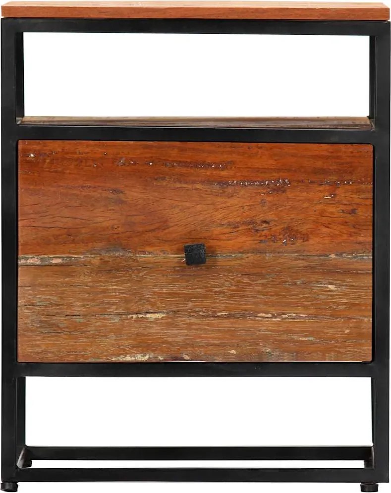 Noční stolek 40 x 30 x 50 cm masivní recyklované dřevo a ocel 282725