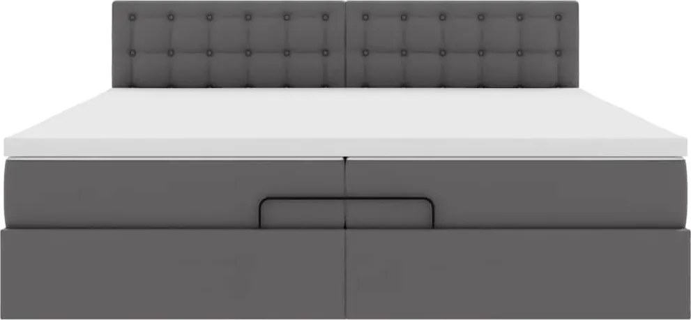 Osmanský rám postele s matrací šedá 200x200cm umělá kůže 3311326