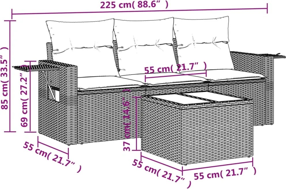 4dílná zahradní sedací souprava s poduškami béžová polyratan 3252206