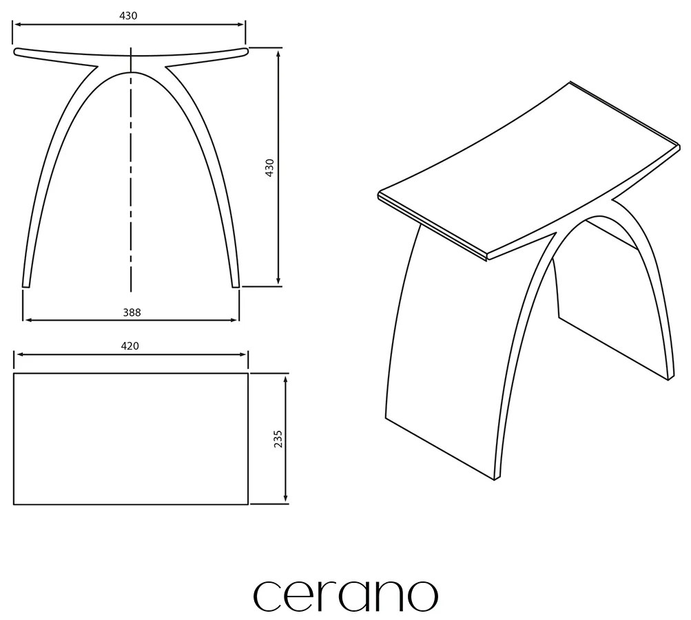 CERANO - Koupelnová stolička z litého mramoru Tara - bílá matná - 43x43x23,5cm