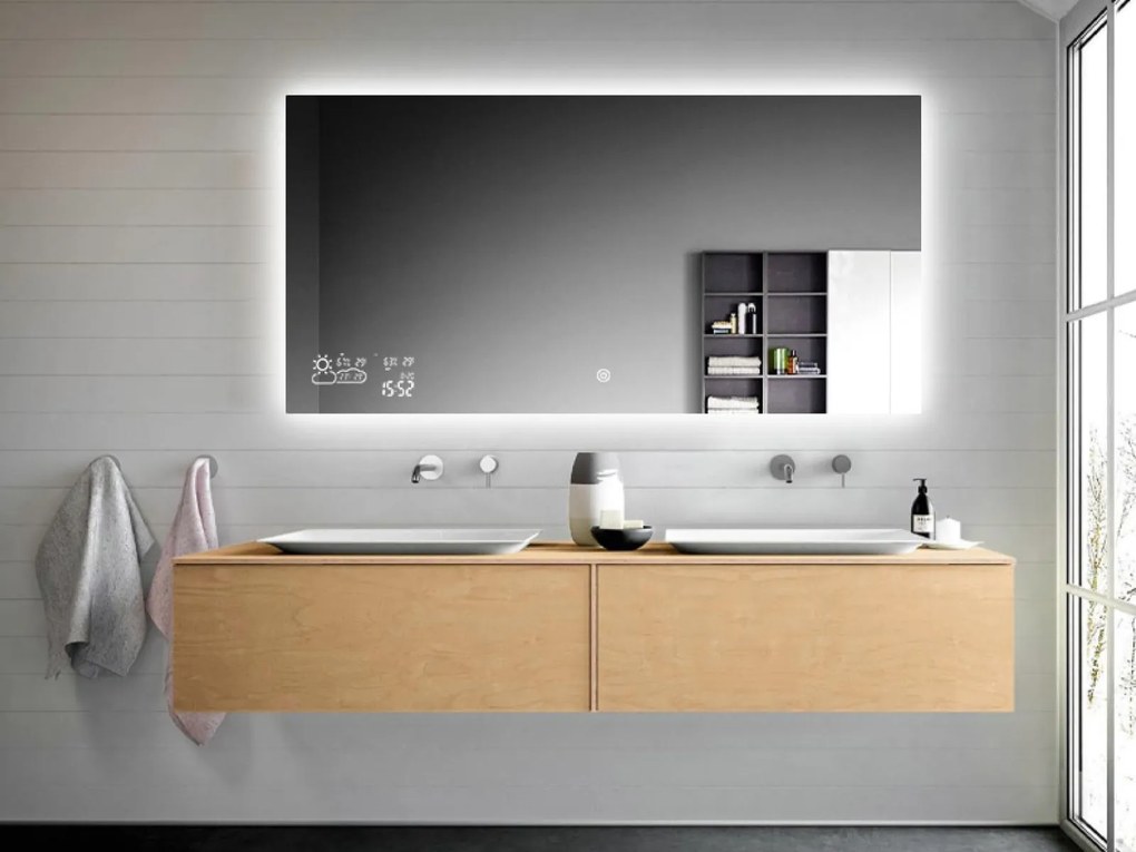 Chytré infrazrcadlo SMART MIRROR 250W | Výhřevnost 4,5 m2 | 80x60 cm | WiFi termostat | Dálkové ovládání | LED světlo | Zrcadlo na šířku