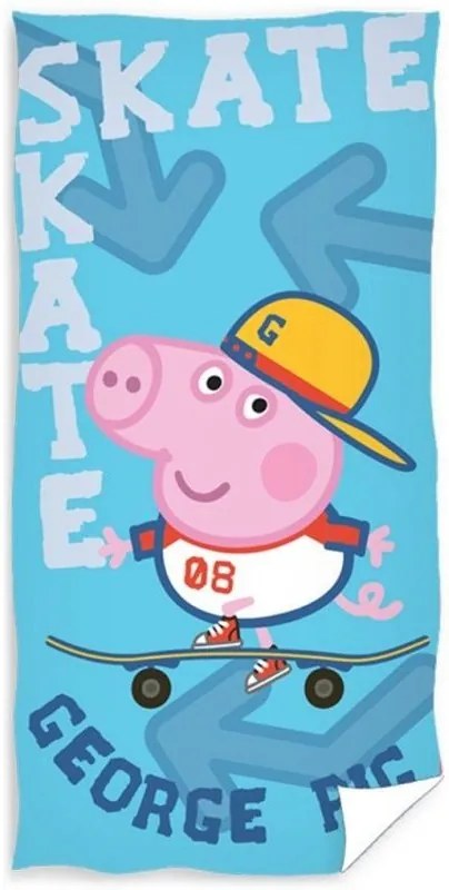 Carbotex · Plážová osuška Prasátko Peppa - George skate - 100% bavlněné froté - 70 x 140 cm