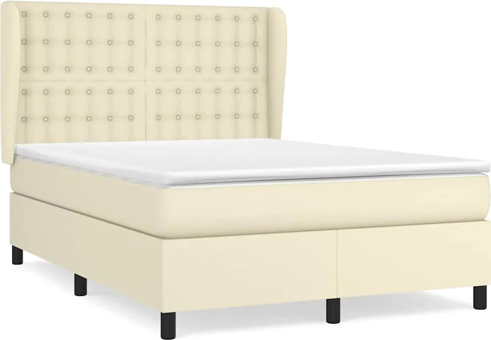 Box spring postel s matrací krémová 140x190 cm umělá kůže 3129029
