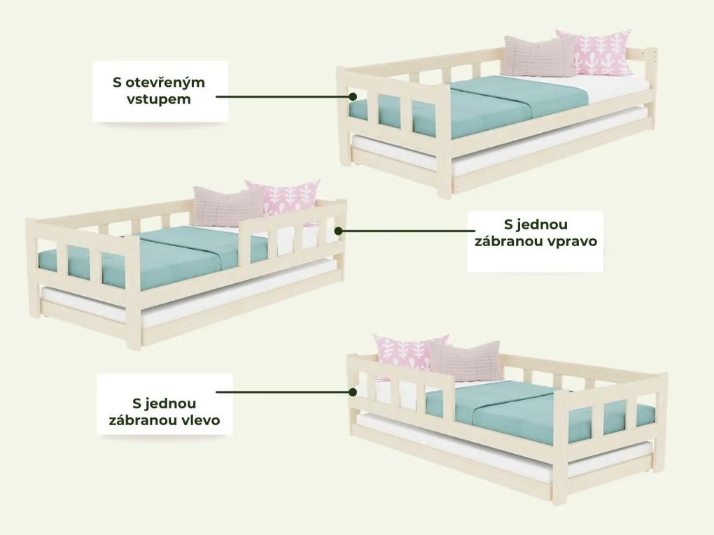 Benlemi Jednolůžko FENCE 4v1 90x200 cm se zábranou a přistýlkou + matrace ADAPTIC Zvolte barvu: Cihlová, Zvolte zábranu: S otevřeným vstupem