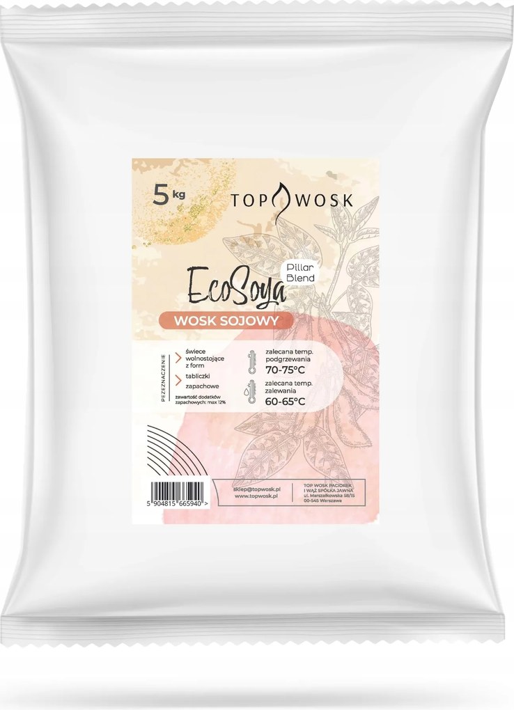 Vosk EcoSoya PillarBlend 5 kg, volně stojící svíčky
