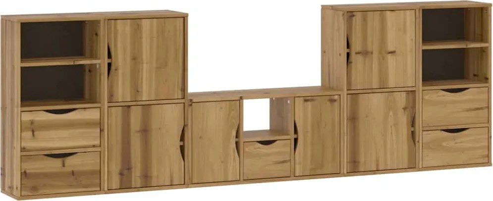 5 kusů TV skříněk s úložným prostorem "ODDA" Borovicový masiv 3365382