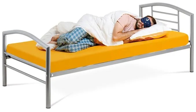 Autronic Kovová jednolůžková postel BED-1900 Barva: Stříbrná lesk