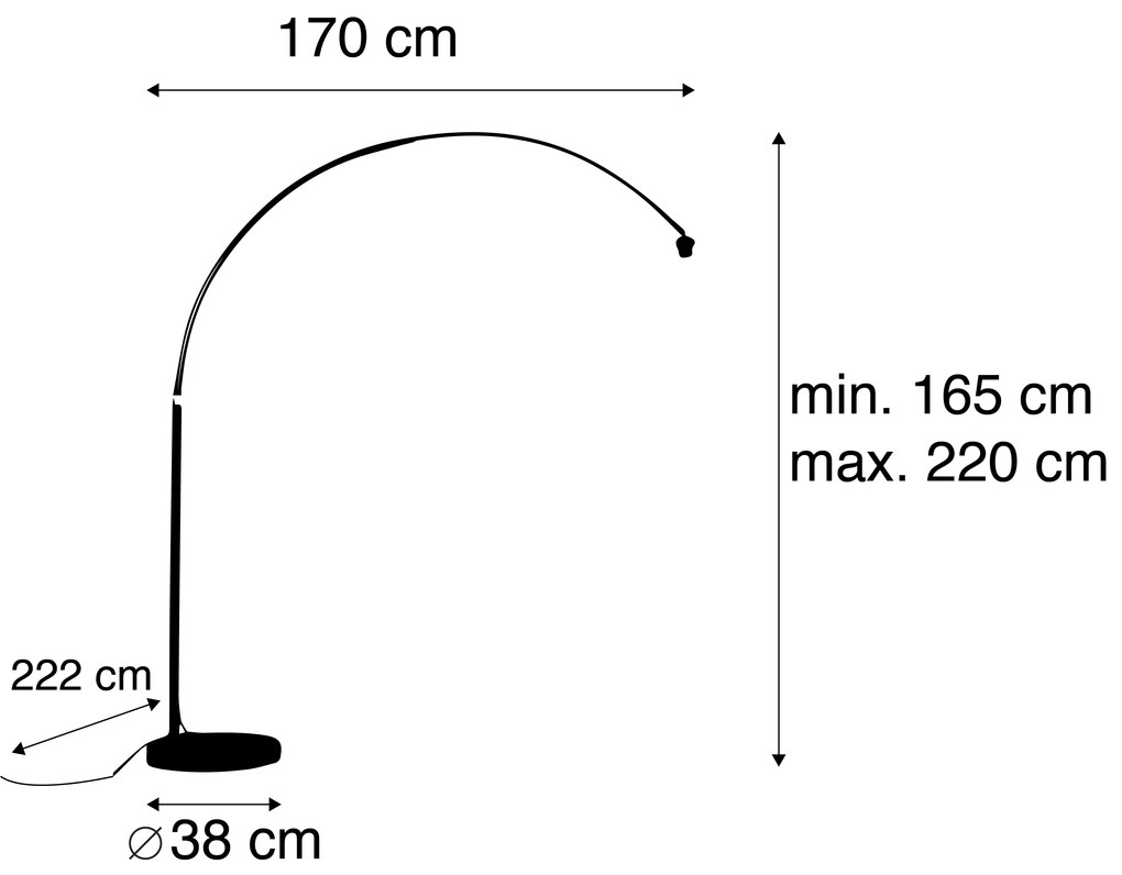 Moderní oblouková lampa chromovaná nastavitelná bez stínidla