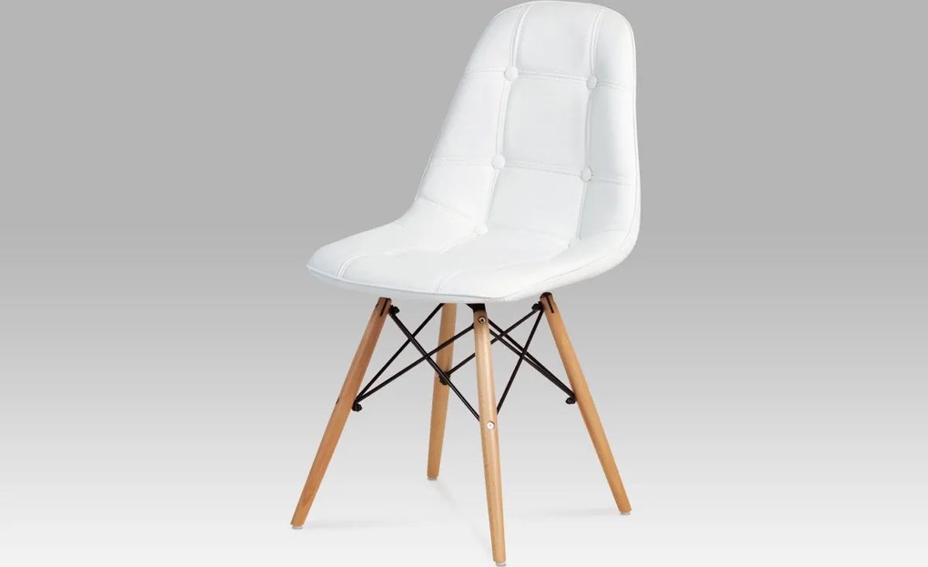 Autronic Jídelní židle, koženka bílá / masiv buk CT-720 WT1