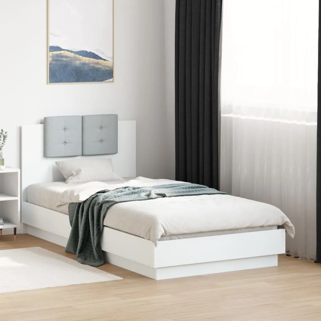 Rám postele s čelem a LED osvětlením bílý 90 x 190 cm 3210059