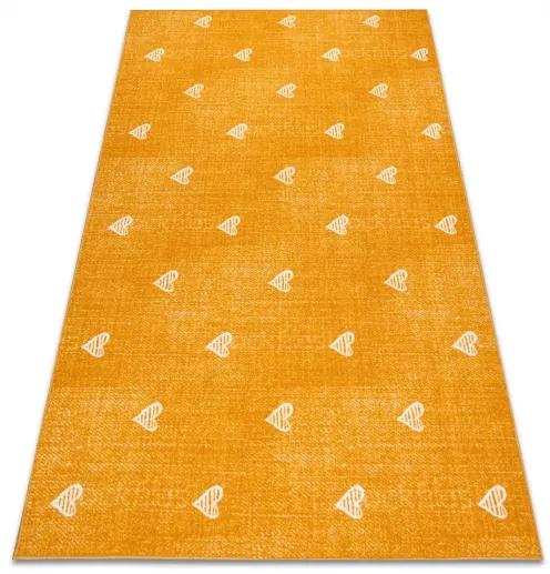 Dětský kusový koberec HEARTS Srdíčka Žlutý Rozměr: 150x200 cm
