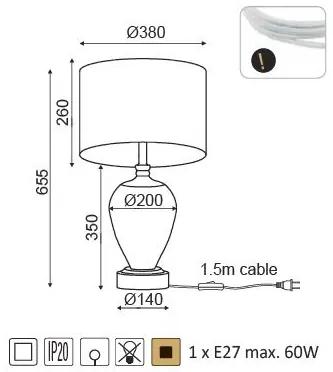 ACA DECOR Stolní lampa ARGOS max. 60W/E27/230V/IP20