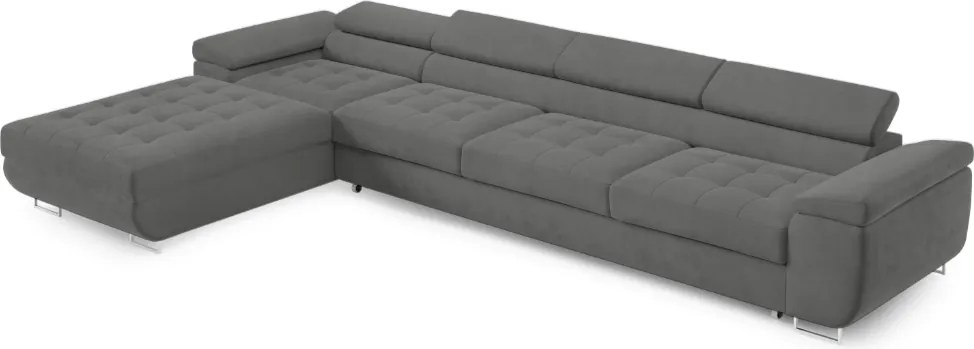 Rohová rozkládací sedací souprava do L CORTELE, 331 cm, s úložným prostorem Roh pohovky: Levý roh, Barva látky Kronos: Černá (Kronos 07)