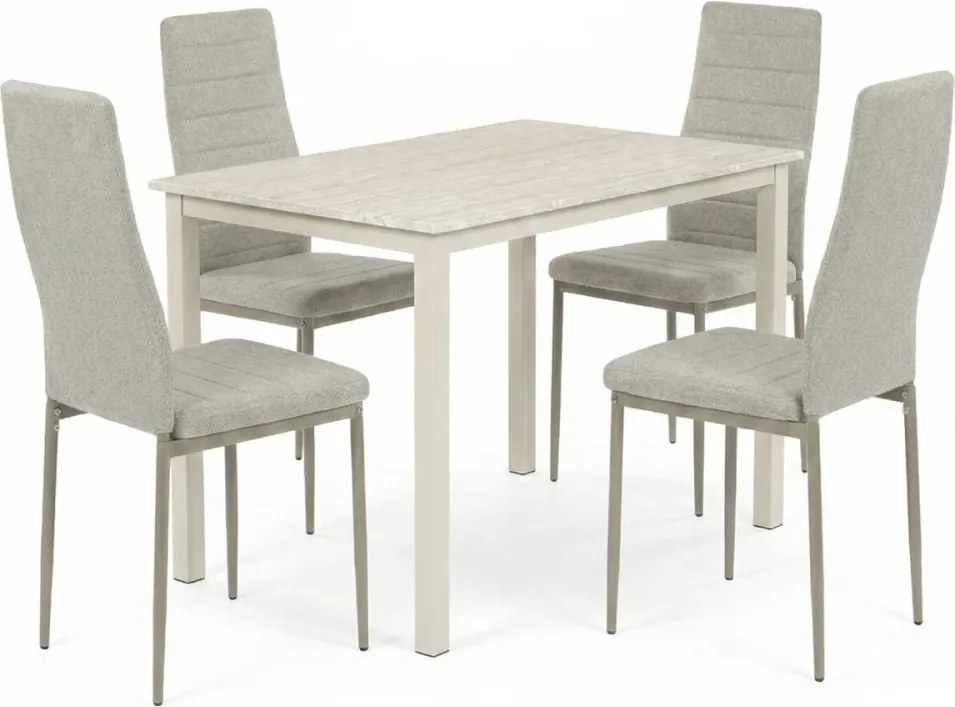 Jídelní set s 4 židlemi, 110x70x75cm travertin, ASE-1039 CRM2