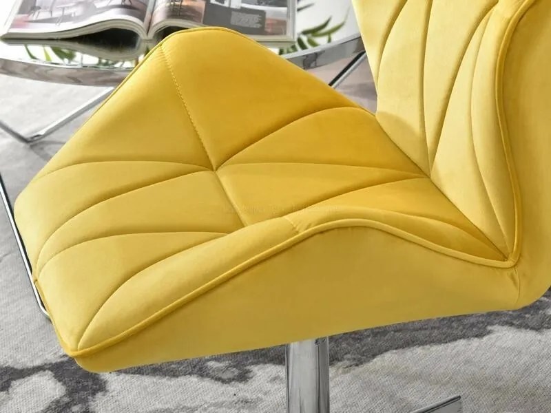 MPT Otočná židle Velo žlutý velur/chromové podnoží