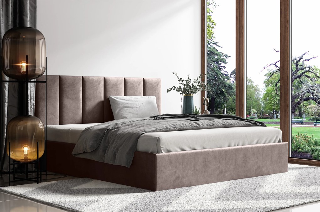 Eka Čalouněná postel Lucy 1 - 180x200 cm Barva látky Trinity: Černá (Trinity 2316), Úložný prostor: Bez úložného prostoru