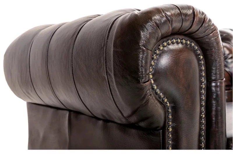 furniture-nabytek.cz - Masivní rohová sedací souprava Chesterfield III z pravé kůže, hnědá