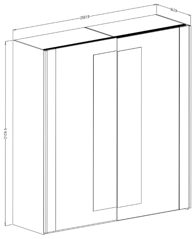 Šatní skříň se zrcadlem 201 cm LJUBA - dub flagstaff