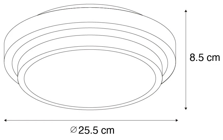 Moderní stropní svítidlo černé s bílou 25 cm IP44 - Walden