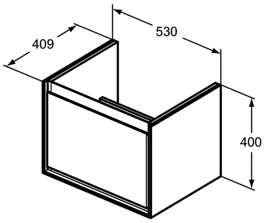 Ideal Standard Connect Air- Skříňka pod umyvadlo CUBE 60cm, 1 zásuvka, Lesklý světle šedý + matný bílý lak E0846EQ