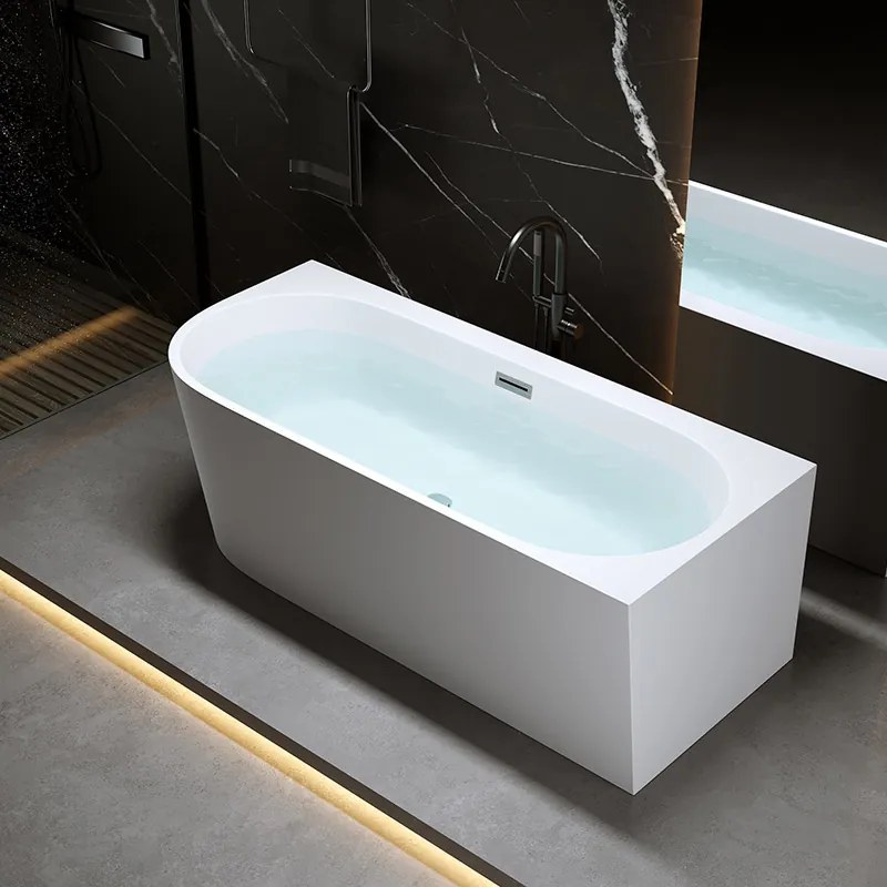 BPS-koupelny Volně stojící rohová akrylátová vana HYD-MER509D pravá 170x75 bílá, odtokový komplet chrom