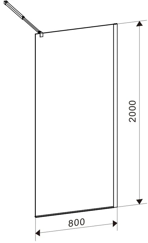 BPS-koupelny Sprchová zástěna Walk-in HYD-WI04 80 černá/transparent - bez vaničky