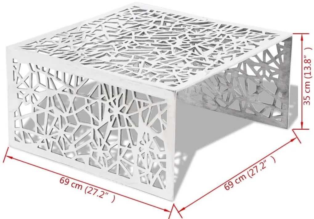 vidaXL Hliníkový konferenční stolek stříbrný s geometrickým prolamováním