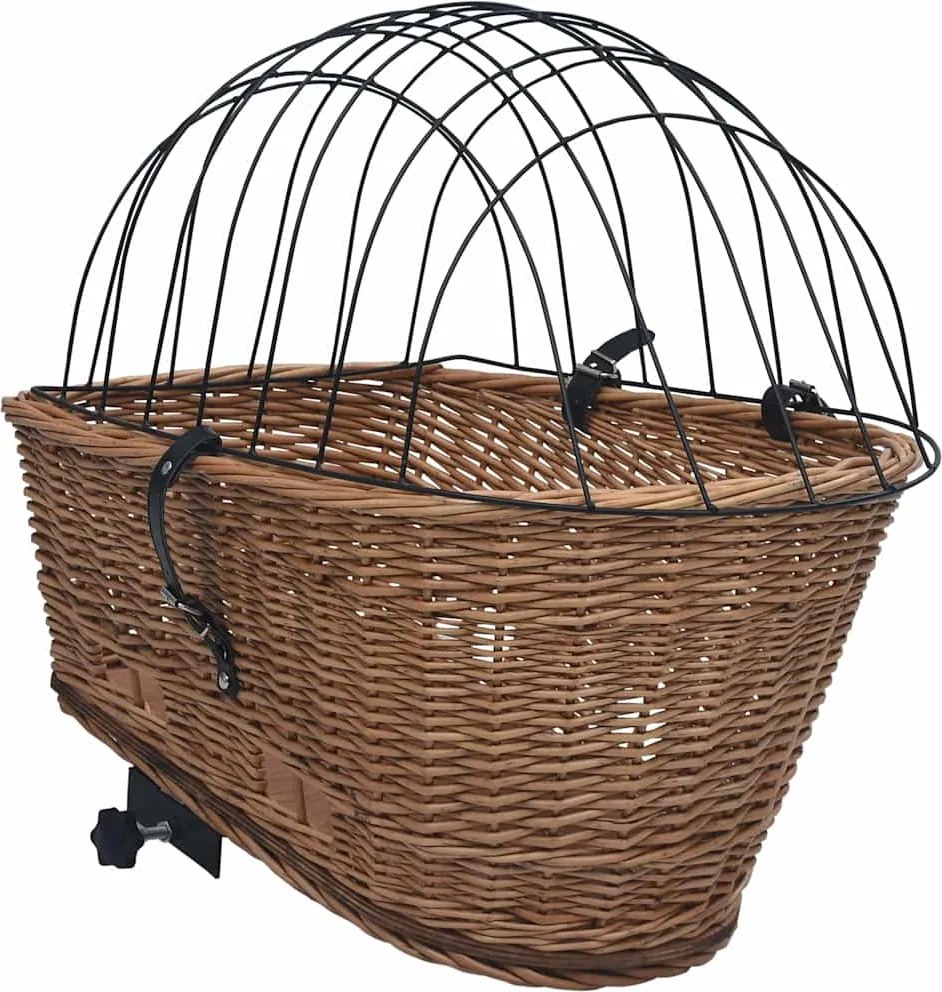 Koš na zadní kolo s krytem 55 x 31 x 36 cm přírodní vrba 170903