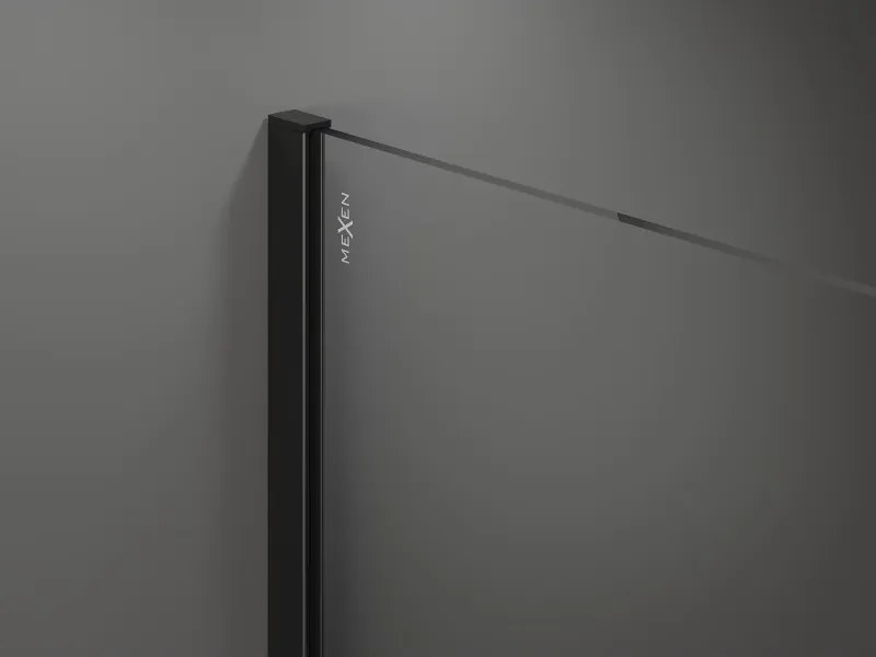 Mexen Kioto sprchová zástěna 140x200 cm 8 mm, černý profil, sklo efekt zrcadla, 800-140-101-70-50