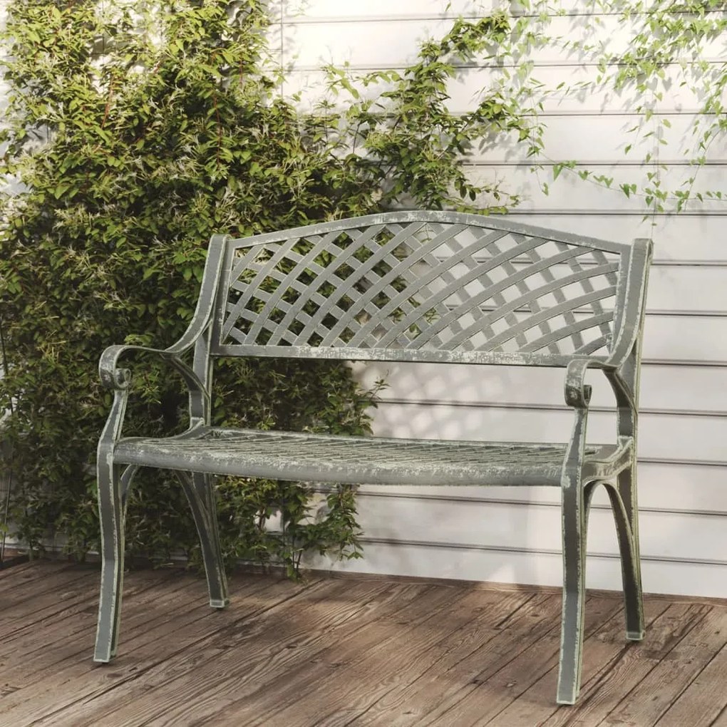 Zahradní lavice 102 cm litý hliník zelená 317745