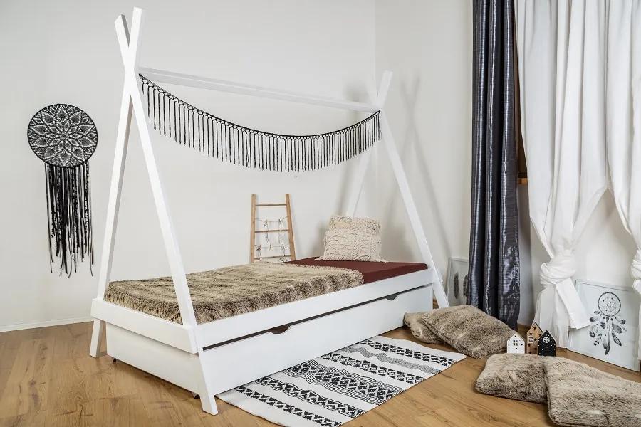 MAXIDO Dětská postel Teepee - jeden šuplík 200x90 Bílá