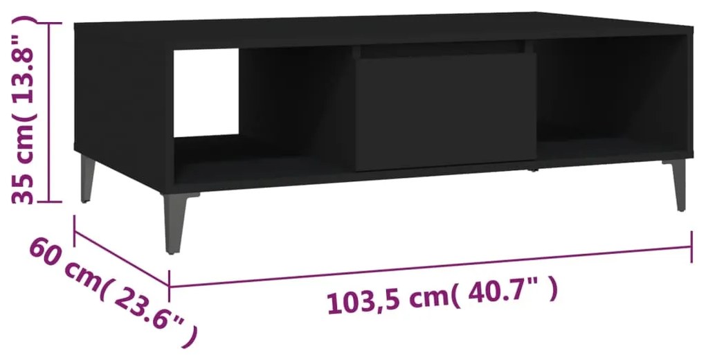 vidaXL Konferenční stolek černý 103,5 x 60 x 35 cm dřevotříska